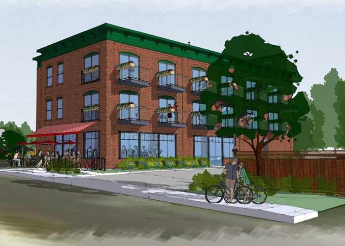 Proposed three-story restaurant and hotel designed to look like a ...