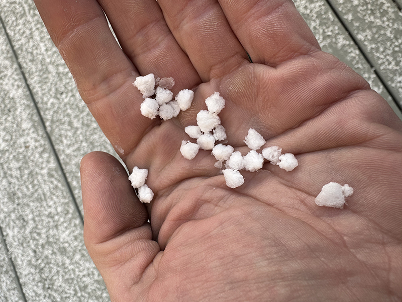 Kingston blanketed in tiny snow pellets in rare graupel storm - Hudson ...